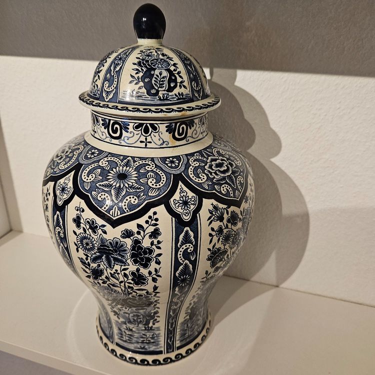 Blau-weisse Keramik Vase mit Deckel, Delfter Blau Dekor (Gebraucht) in ...