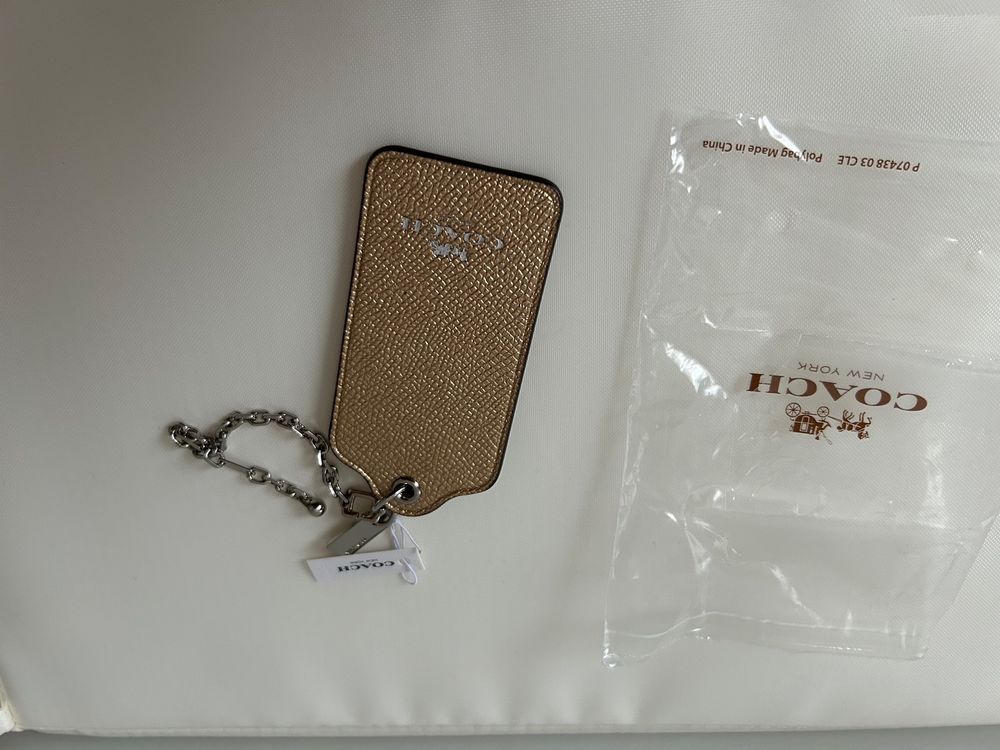 Coach bag tag with sparkles and gold leather NEW (Neu und ...