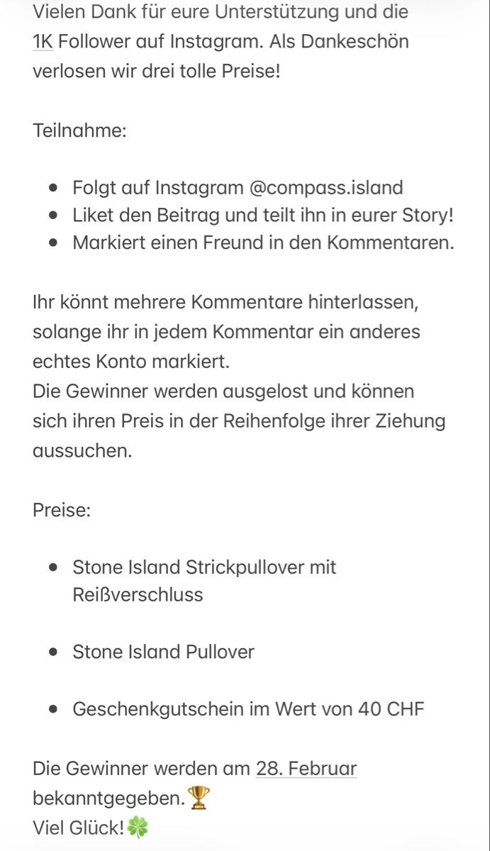 Stone Island Gewinnspiel🏆 (Neu und originalverpackt) in St. Margarethen ...