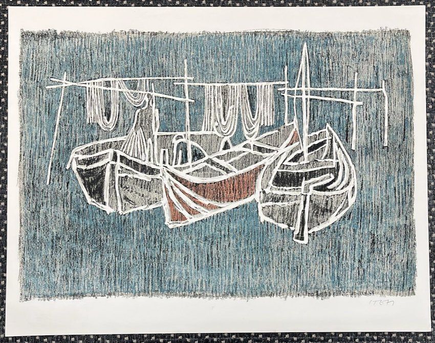 Lithografie Schiffe, handsigniert Georges Item (ID b4825) | Kaufen auf Ricardo