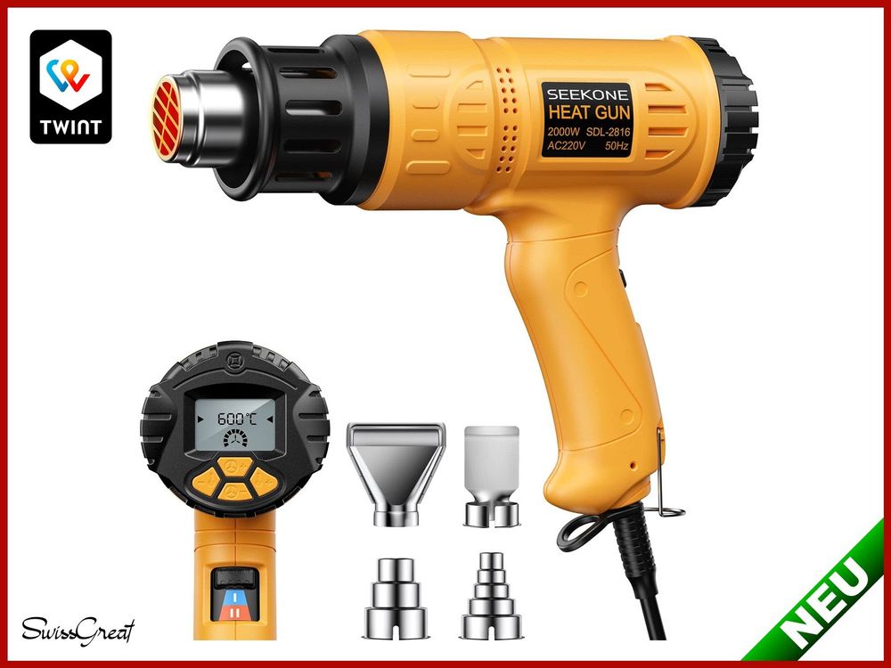 2000W Heißluftpistole 50-600°C mit LCD Digitalanzeige | Kaufen auf Ricardo