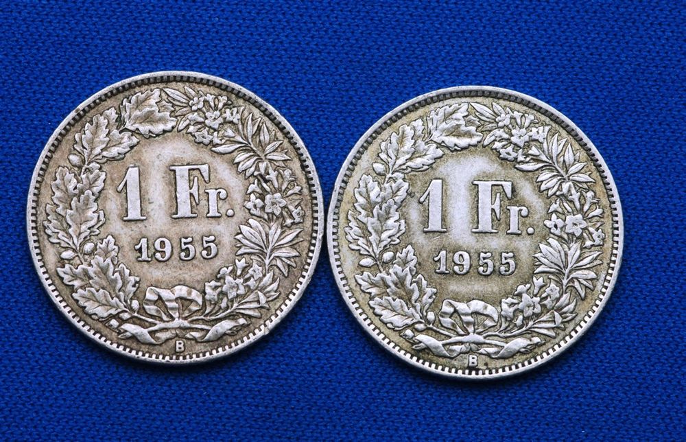 Zwei silberne 1.- Jahrgang 1955, Rar | Kaufen auf Ricardo