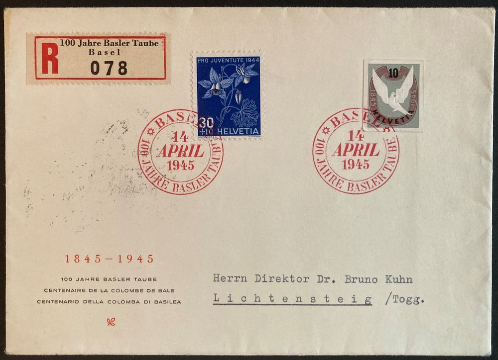 R-FDC Einzelwert Baslertaube Block 1945 W22, SBK 100 Fr. | Kaufen auf Ricardo