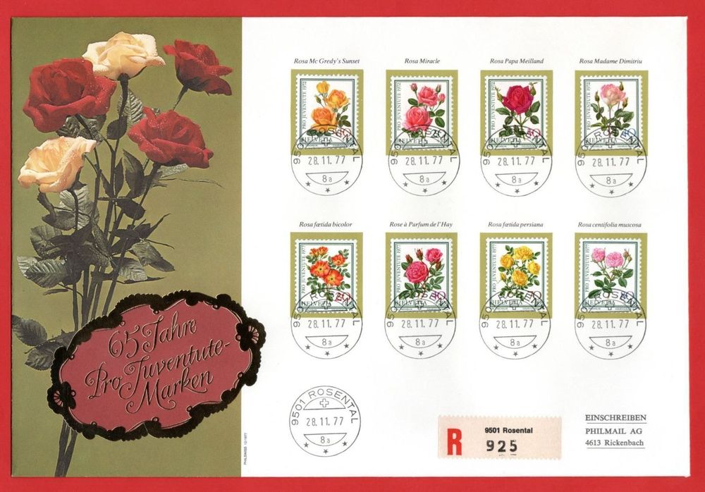 PJ 1977 FDC Rosen 65 Jahre PJ-Marken illustr. Luxusbrief | Kaufen auf ...