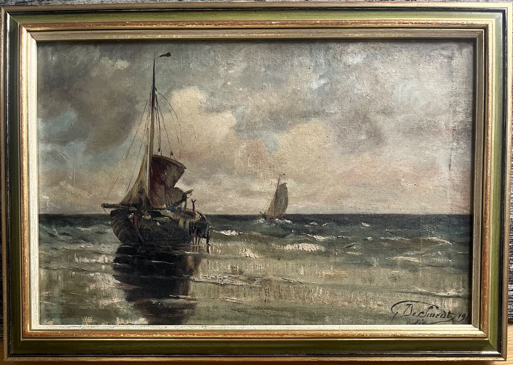 Antike See Ansicht Gemälde mit Segelbooten, Unl. Signiert (Gebraucht) in Root für CHF 34 – mit ...