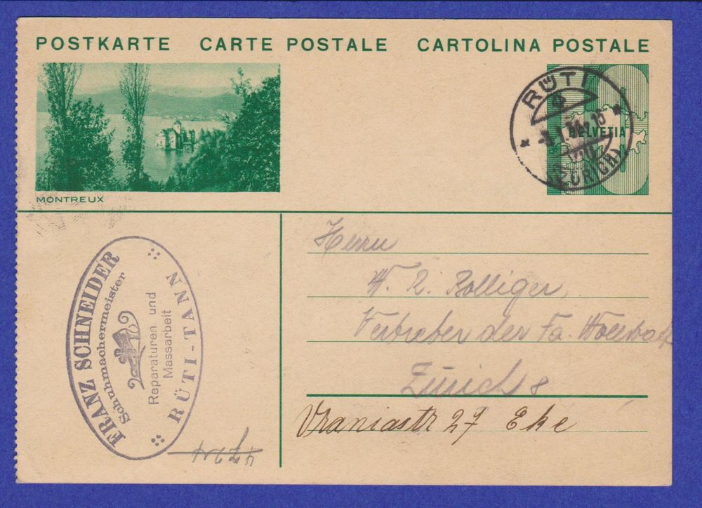Rüti - Tann : Bildpostkarte mit schönem Absender - Stempel (Gebraucht ...