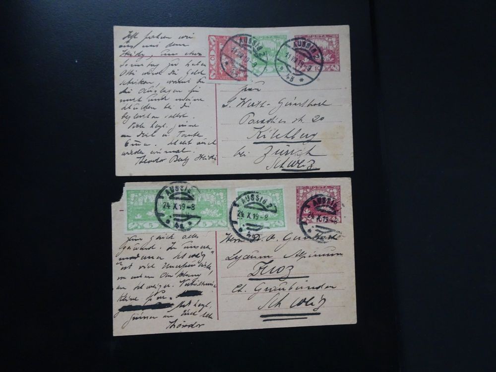 T S C H E C H O S L O W A K E I, 2 Postkarten, 1919 (Gebraucht) in ...