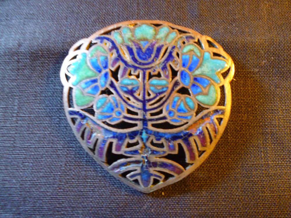 Ancienne grande broche émaillée Art Nouveau - Art Déco (D'occasion) à ...