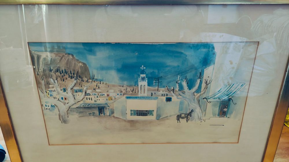 Aquarell griechisches Dorf von Edith Alder gold-gerahmt (Gebraucht) in Sennhof für CHF 90 – mit ...