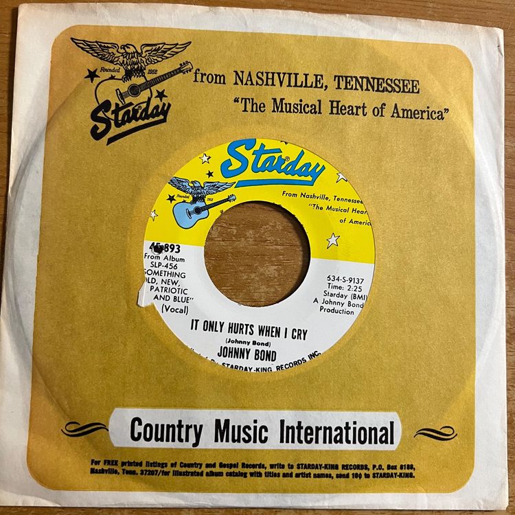 Johnny Bond - It Only Hurts When I Cry / 1. US-Press. 1970 (Gebraucht ...