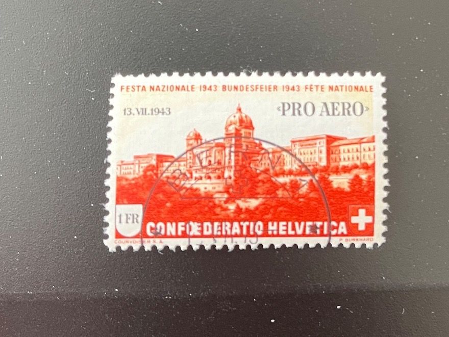 1943 Pro Aero ZNr. F36, Halb ET, BERN 13 VII. 43 (Gebraucht) in Sottens für CHF 3 – mit ...