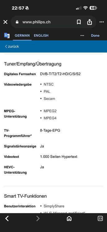Philips Fernseher Smart TV UHD (Gebraucht) in Dällikon für CHF 170 ...