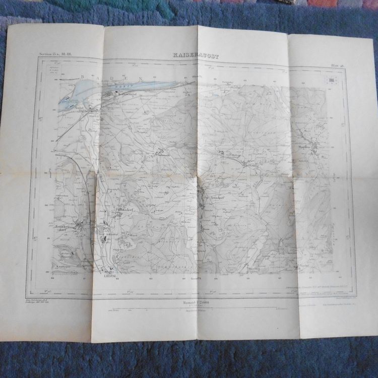 Topo-Karte,1925,Kaiseraugst-Nusshof-Liestal-Magden-Arisdorf | Kaufen ...