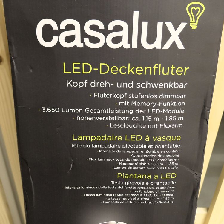 casalux LED Deckenfluter / Stehlampe mit Leseleuchte | Kaufen auf Ricardo