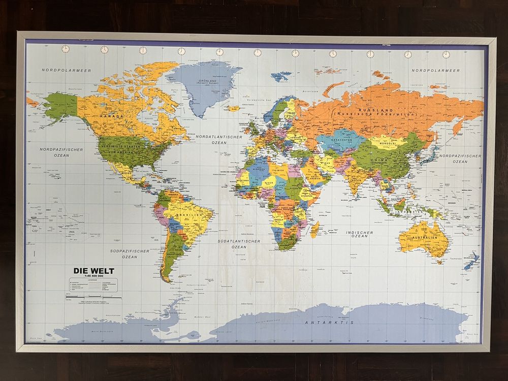 Weltkarte Kork Pinnwand Wandkarte Lernkarte Büro Schule Deko (Gebraucht) in Zug für CHF 11 – nur ...