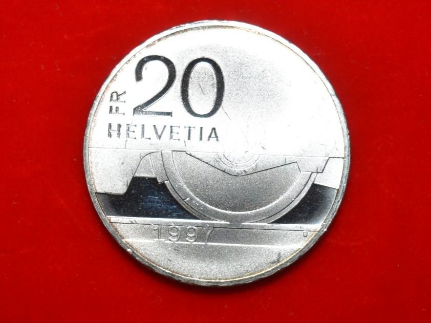 Zwanzig Franken Silber Münze 1997 150 Jahre Schweizer Bahnen (Neu und originalverpackt) in ...