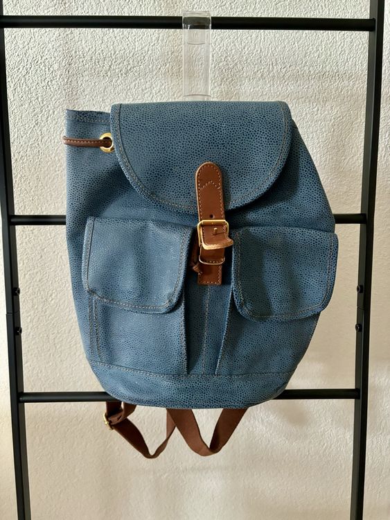 Stylish Brics Backpack - Blue & Brown Leather (Neu (gemäss Beschreibung ...