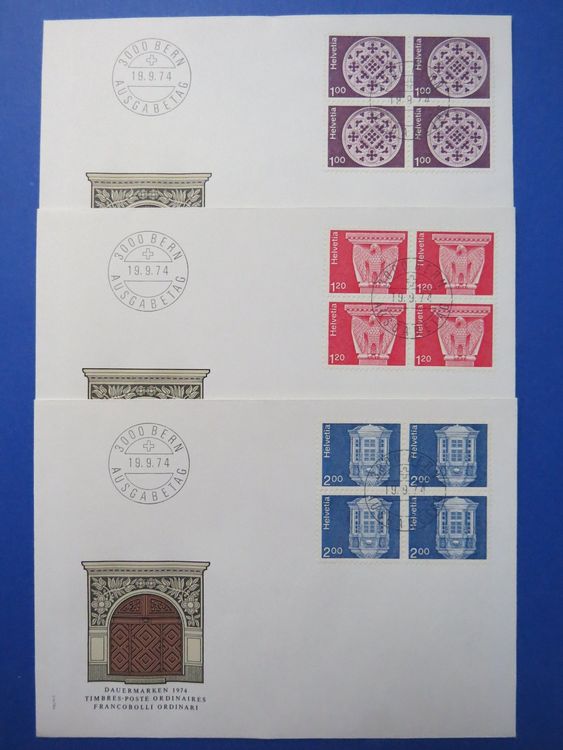 3 Viererblock-FDC "Architektur" 1974 - off.ET-Stempel BERN | Kaufen auf Ricardo