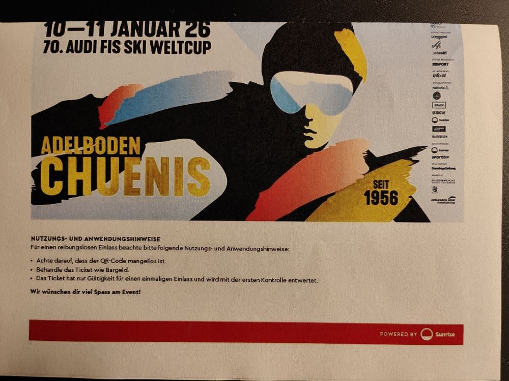 1x Weltcup Adelboden Ticket, Fanzone Stehplatz, Sonntag (Neu (gemäss ...