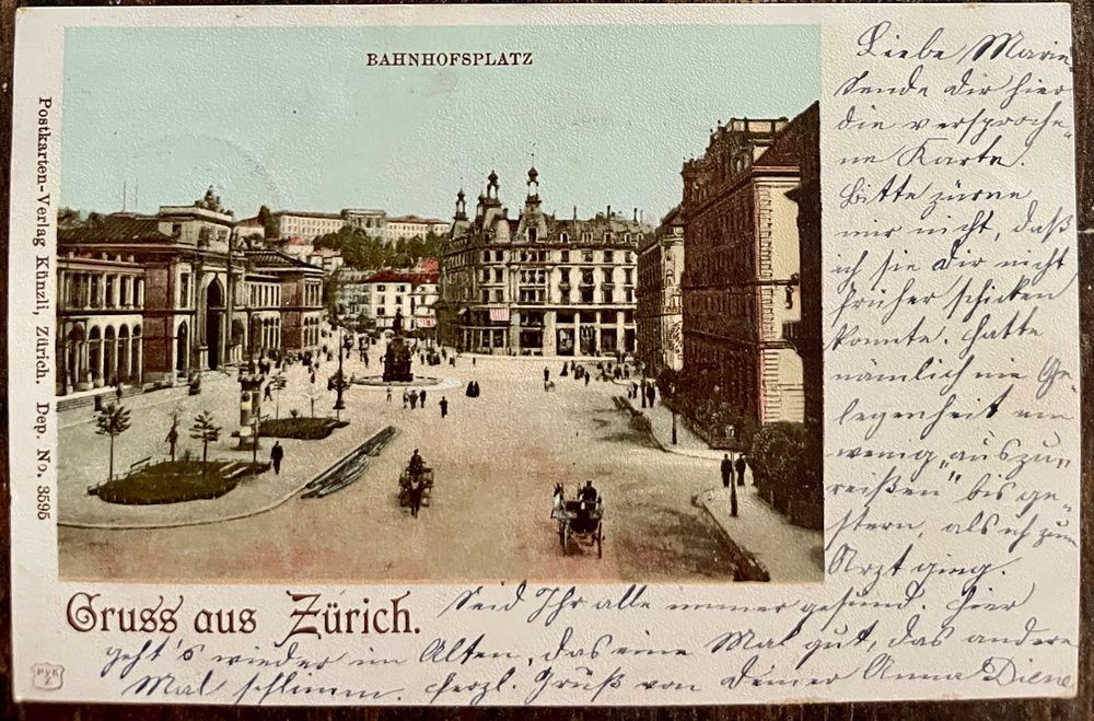 GRUSS AUS ZURICH - Bahnofplatz, animation - Litho 1900 (Gebraucht) in Lutry für CHF 4 – mit ...