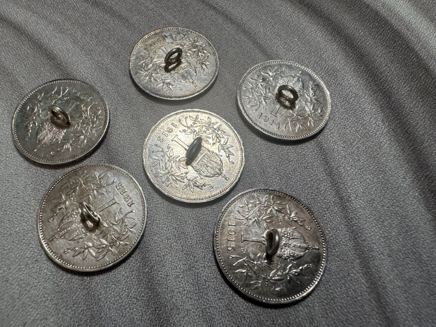 6 x 1 Corona Franz Joseph I 1913/14/15 als Manschettenknöpfe (Gebraucht ...