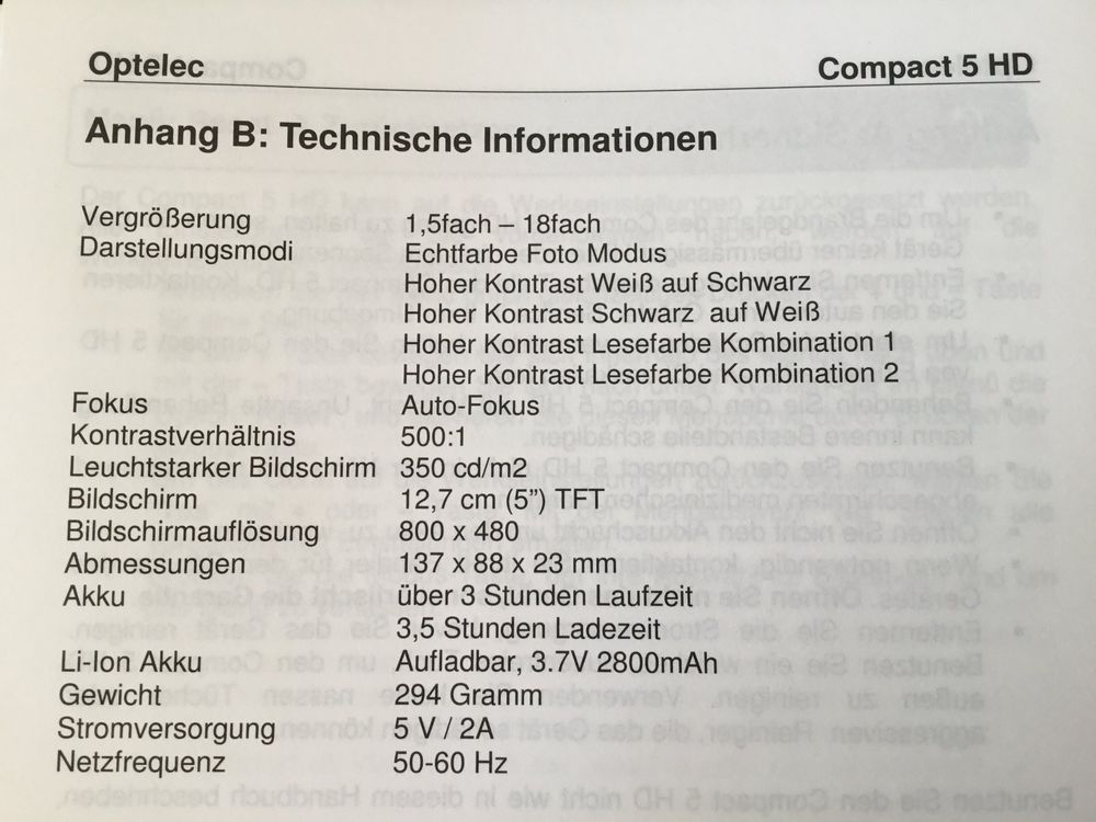 Elektronische Lesehilfe Optelec Compact HD 5 | Kaufen auf Ricardo