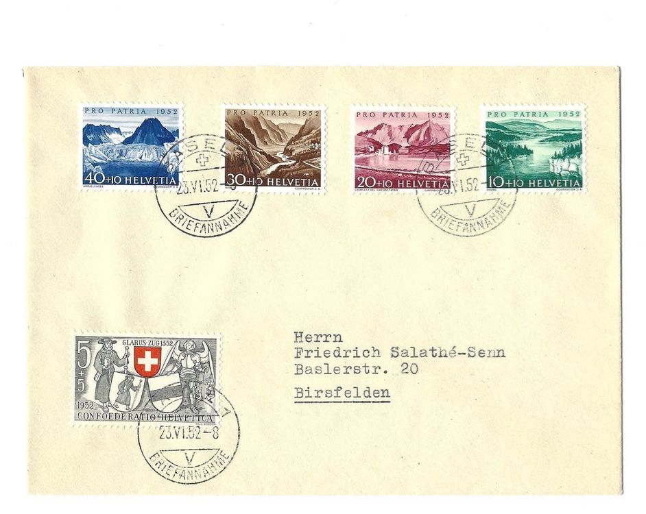 s1941/Pro Patria série de 1952 oblit. (Gebraucht) in Fleurier für CHF 13 – mit Lieferung auf ...