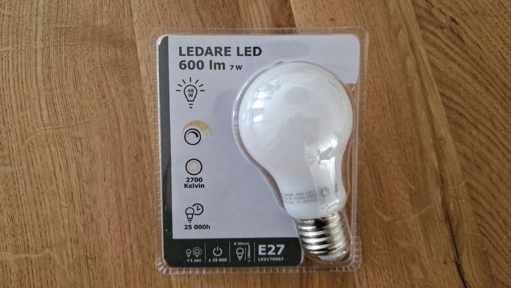 Ikea LEDARE LED Leuchtmittel E27, 600 lm, 2700 K, neu (Neu und ...