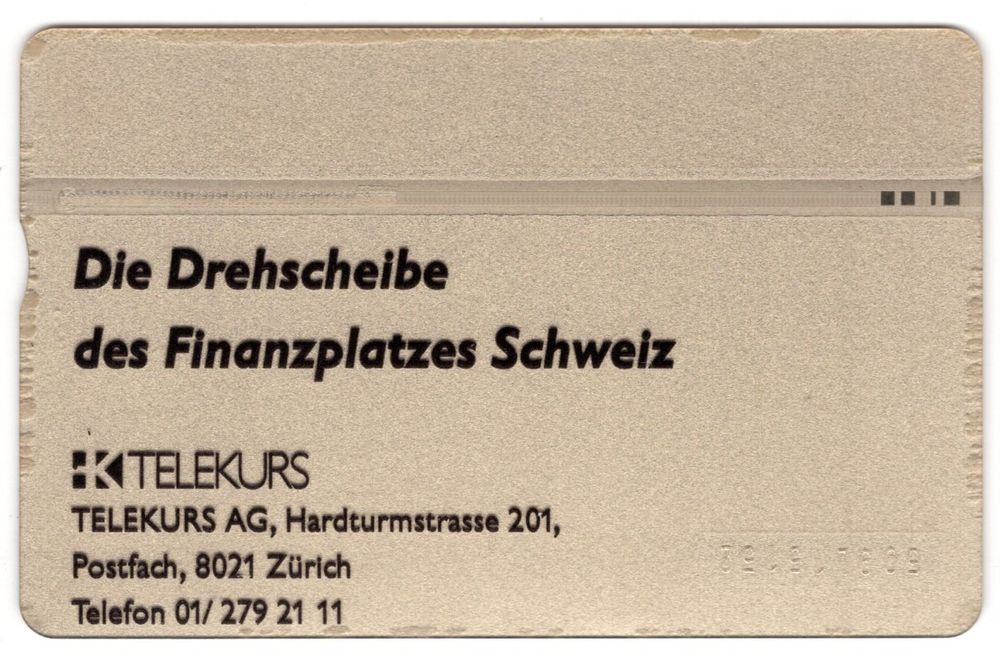 TELEKURS AG - seltene FullFace Firmen Taxcard (Gebraucht) in Eglisau ...