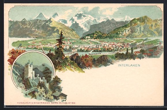 Litho Interlaken, Panorama, Burgruine (Gebraucht) in Berlin für CHF 10 ...