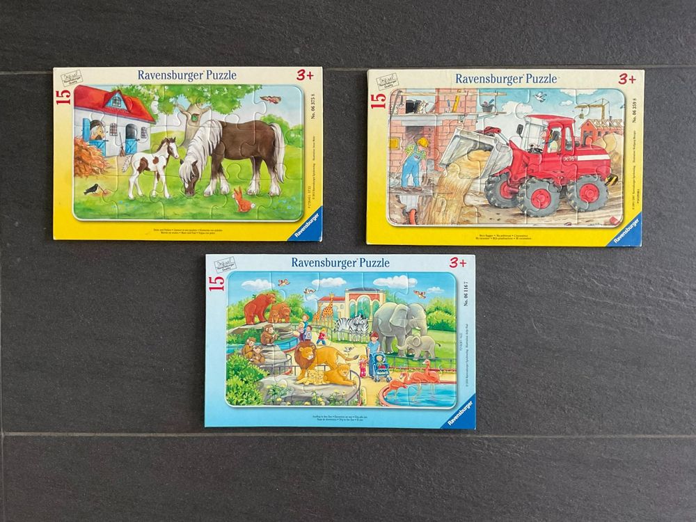 3 Kinder Puzzle von Ravensburger 3+ (je 15 Teile) | Kaufen auf Ricardo