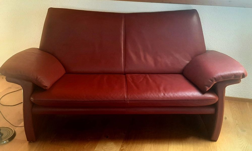 Sofa bordeau-rot, Leder | Kaufen auf Ricardo