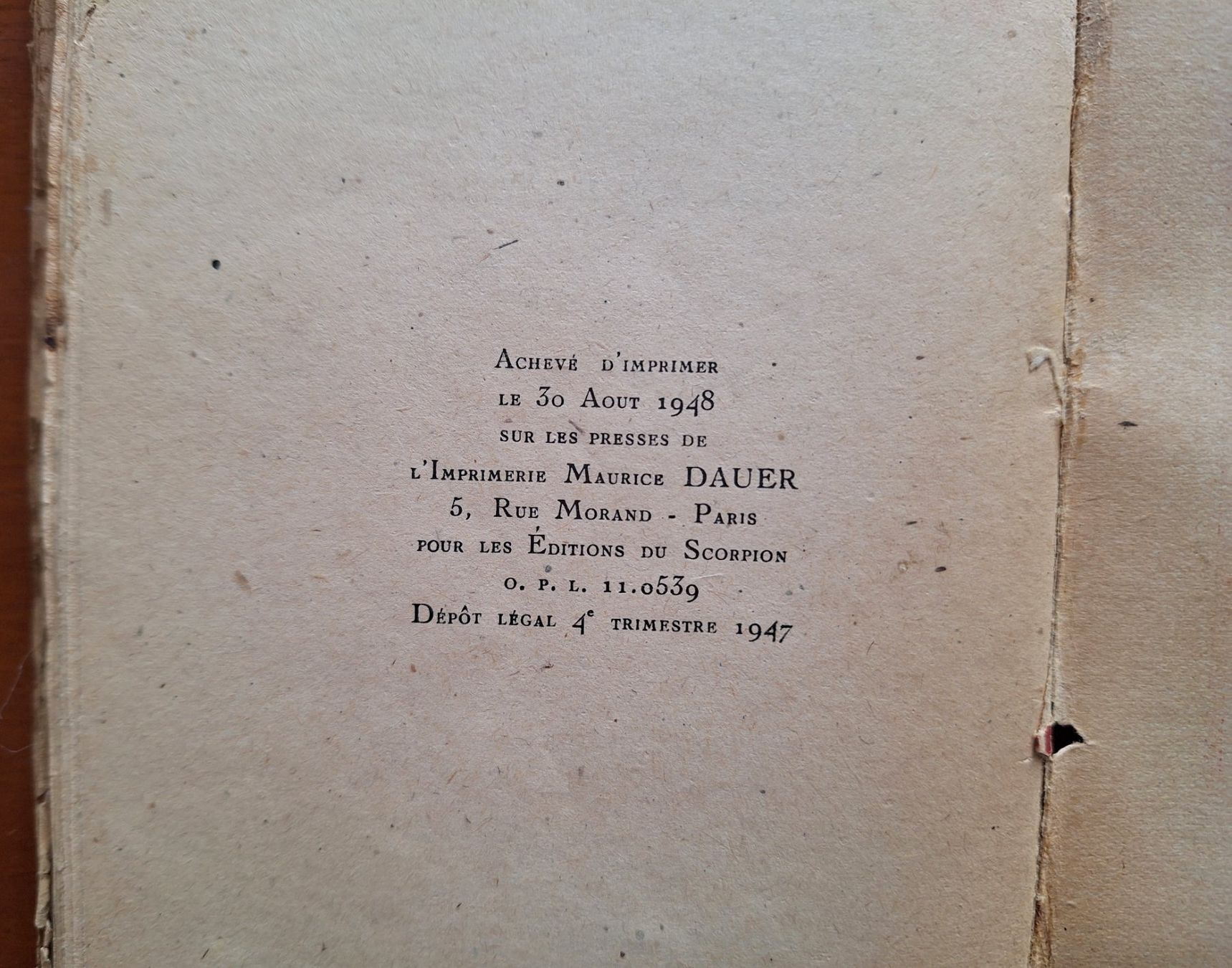 VIAN "LES MORTS ONT TOUS LA MÊME PEAU" RARE Éd.1948 SCORPION (D ...