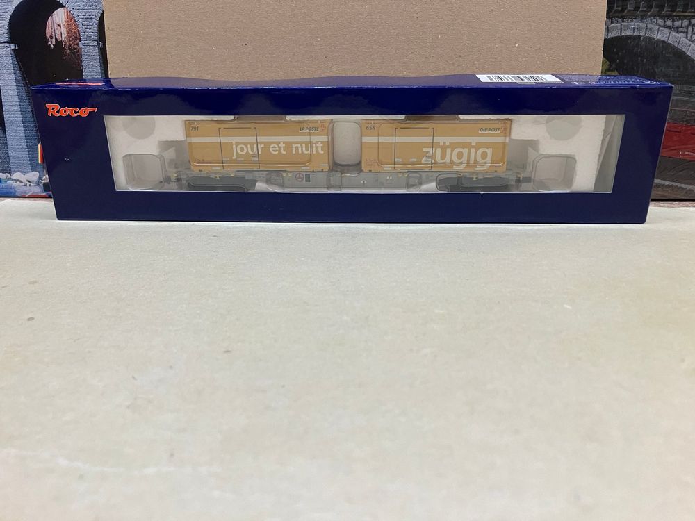 Roco 66658 Containertragwagen Sgns der SBB "Post", H0 GS (Gebraucht) in ...