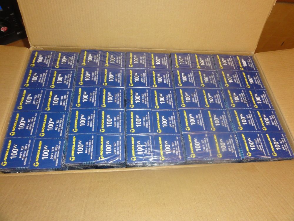 100 Stück 100 Watt Glühbirnen matt in Originalschachtel (Neu und originalverpackt) in Walde AG ...