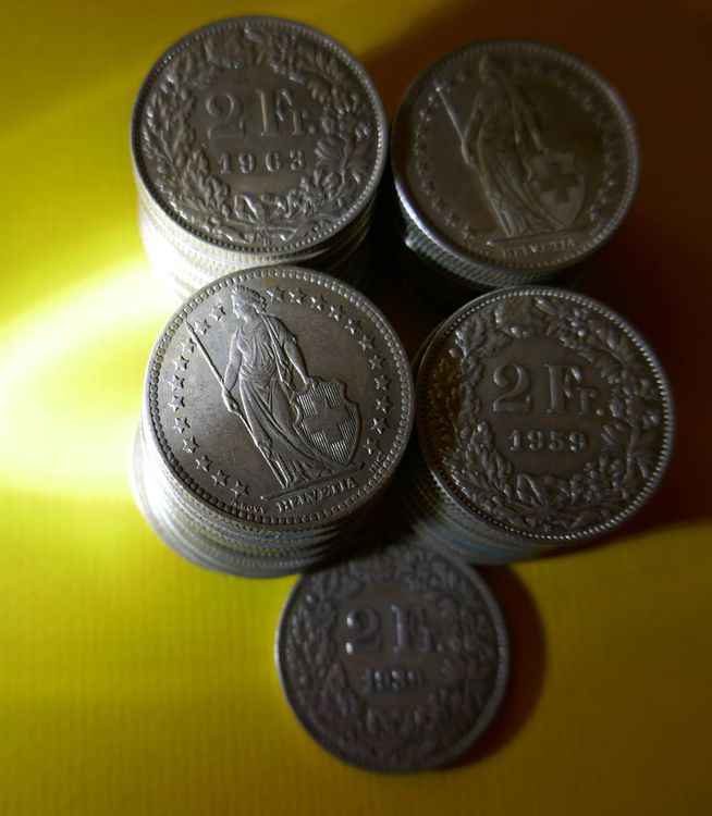 40 x "Zweifränkler" " 835/1000 Silber div. bis 1967 | Kaufen auf Ricardo