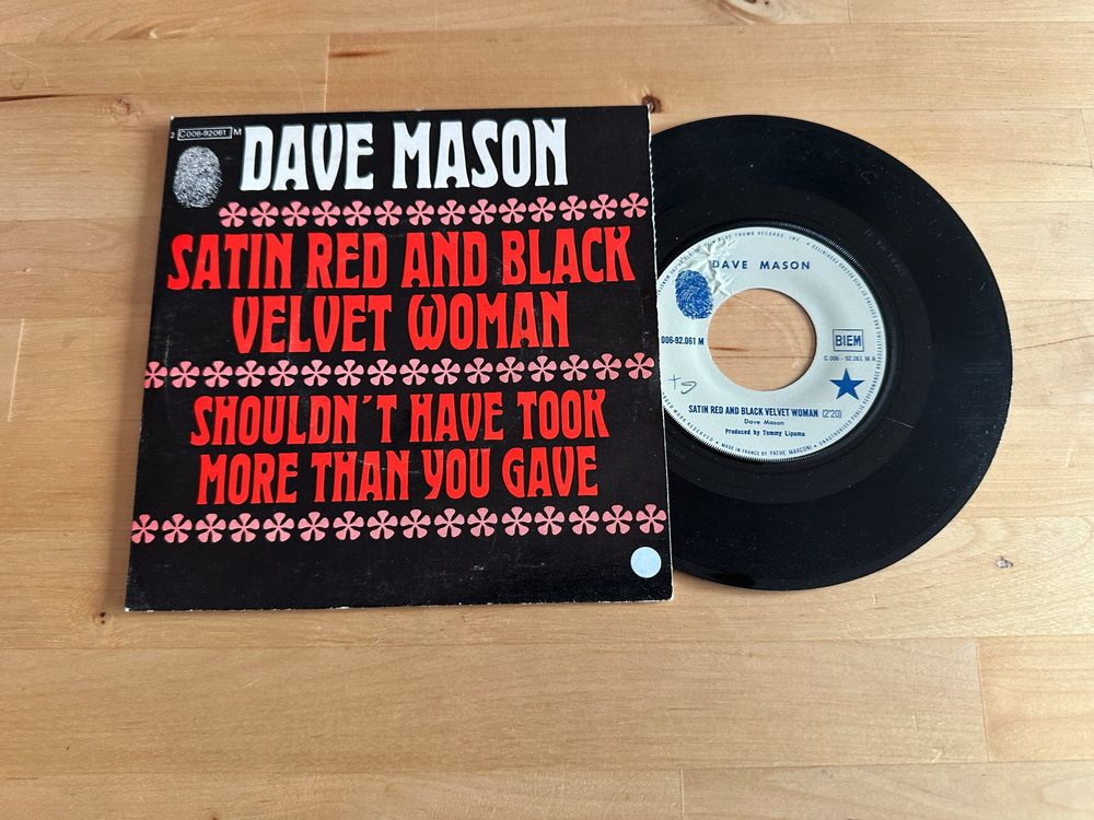 DAVE MASON rare Satin red und black velvet woman Single Kult (Gebraucht ...