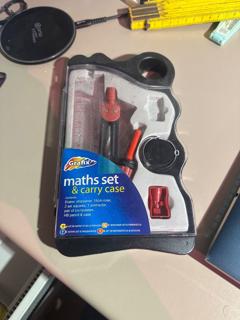 Grafix Math Set mit Zirkel, Lineal, Winkelmesser und Spitzer (Gebraucht ...