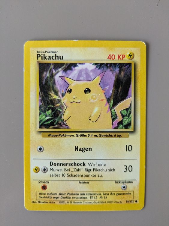 Pikachu, German Base Set, 1999 (Gebraucht) in Zürich für CHF 20 – mit ...