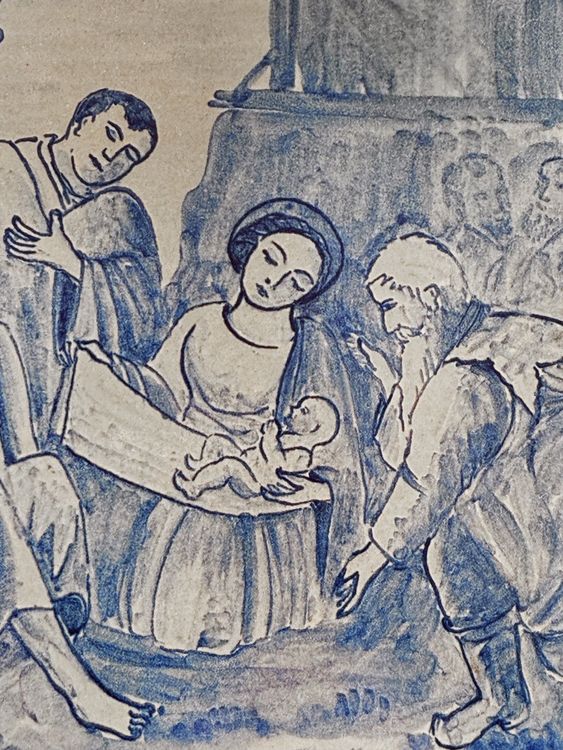 Keramik Platte von Benno Geiger - Weihnachts Szene (Gebraucht) in ...