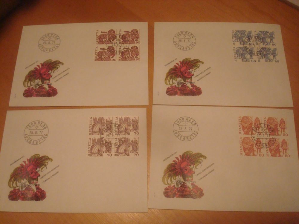 CH 1977 FDC 2 Serien und 4er und PTT Blatt (Gebraucht) in Gordola für ...
