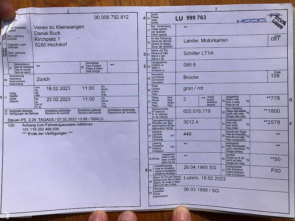 Schilter LT1A mit Fasnachtswagen Aufbau (Gebraucht) in Baldegg für CHF ...