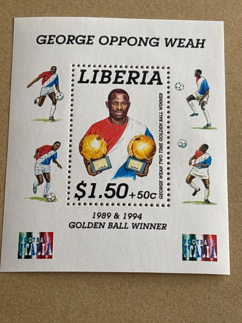Liberia Briefmarke: George Weah, Goldener Ball 1989/94 ⚽️🏆 (Neu und ...