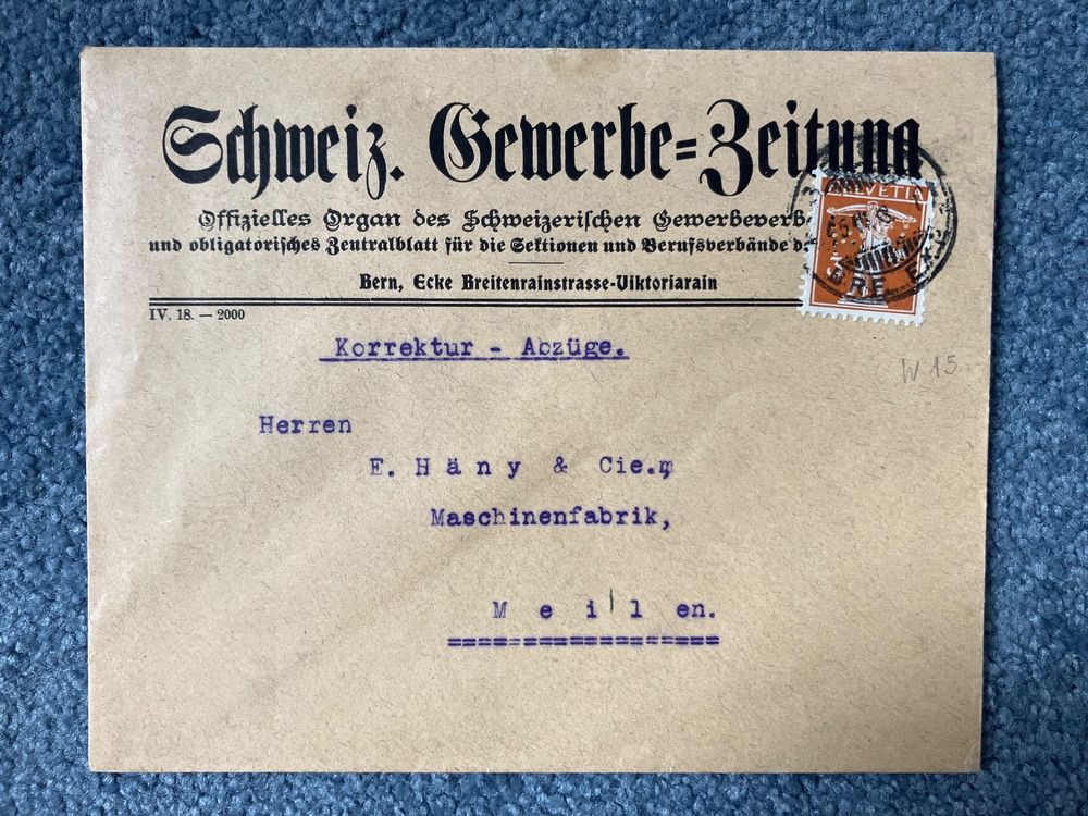 Perfin W15 auf Brief (Gebraucht) in Gutenswil für CHF 8 – mit Lieferung auf Ricardo kaufen