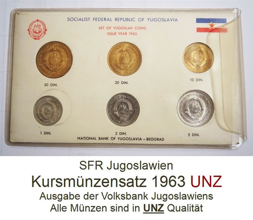 Kursmünzen SFRJ 1963 UNZ (Neu und originalverpackt) in Flamatt für CHF 50 – mit Lieferung auf ...