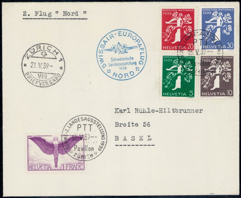 Swissair-Europaflug 1939, sauberer Flugpostbrief der Landi | Kaufen auf Ricardo