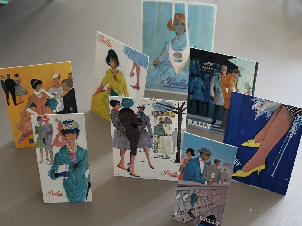 Bally Werbung, Pierre Augsburger, 8 Stellkartons, 1959/60 (Gebraucht ...