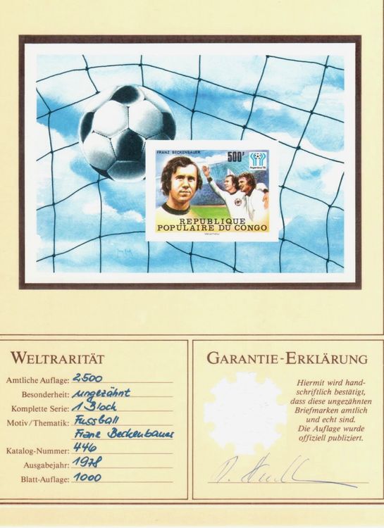 Franz Beckenbauer - Argentina 1978 - R. P. Congo - RARE (Neu und ...