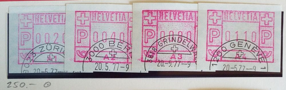 3232A) Automatenmarken A1-A4 Rundstempel Kt. 100.- | Kaufen auf Ricardo