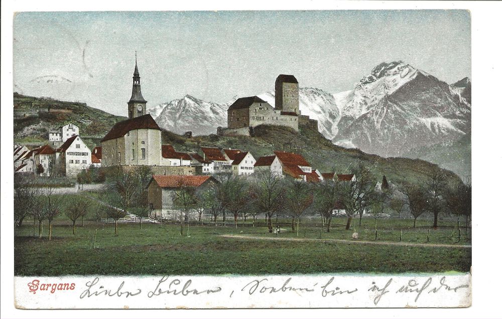 Sargans (SG) Schloss - Kirche - Altstadt - 1908 (Gebraucht) in Engelburg für CHF 7.9 – mit ...